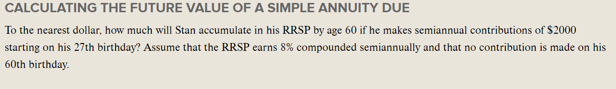 Solved CALCULATING THE FUTURE VALUE OF A SIMPLE ANNUITY DUE | Chegg.com