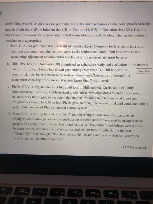 Solved Audit Risk Model. Audit risks for particular accounts | Chegg.com