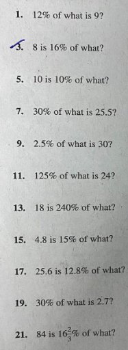 Solved 12% ﻿of what is 9 ?8 ﻿is 16% ﻿of what?10 ﻿is 10% ﻿of | Chegg.com