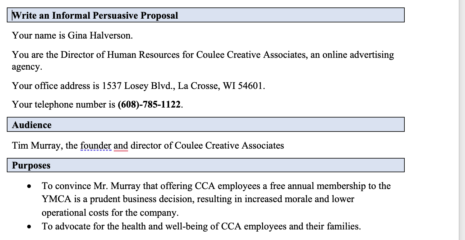 Solved Write an Informal Persuasive Proposal Your name is | Chegg.com