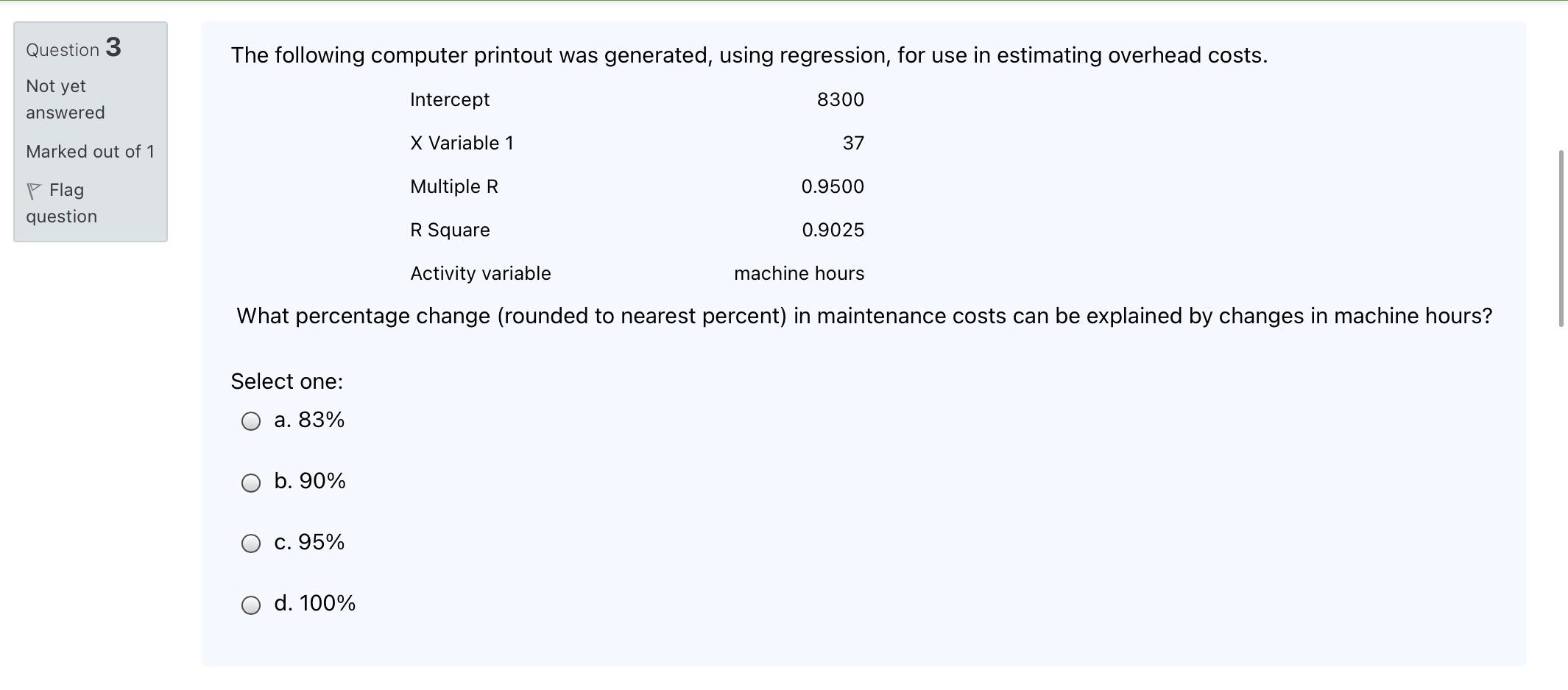 Solved Question 3 The following computer printout was | Chegg.com