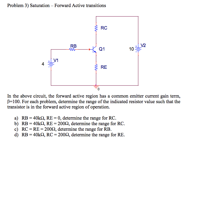 Solved Problem 3) Saturation - Forward Active transitions Q1 | Chegg.com