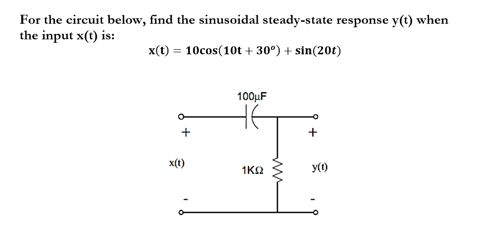 Solved For the circuit below, find the sinusoidal | Chegg.com