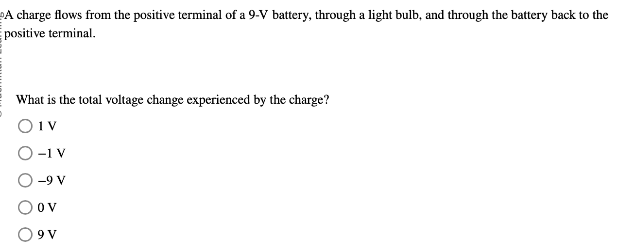 Solved A charge flows from the positive terminal of a 9-V | Chegg.com