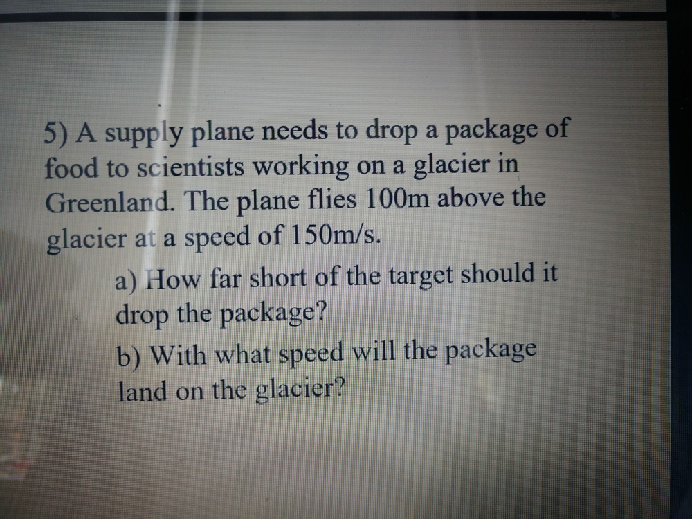 Solved 5) A supply plane needs to drop a package of food to | Chegg.com