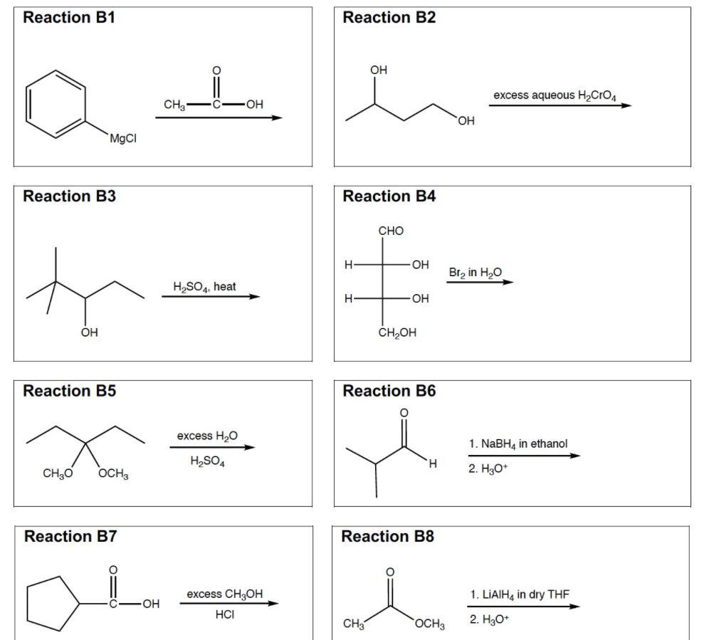 Solved Reaction B1 Reaction B2 OH a excess aqueous H2CrO4 | Chegg.com