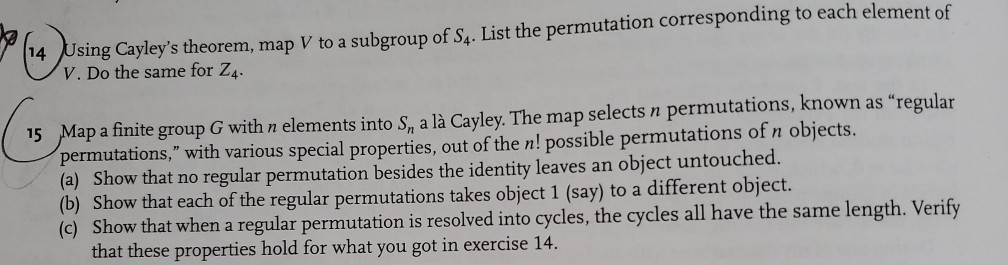 Solved Using Cayley's theorem, map V to a subgroup of S. | Chegg.com