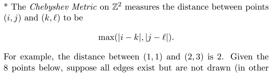 * The Chebyshev Metric on Z2 measures the distance | Chegg.com