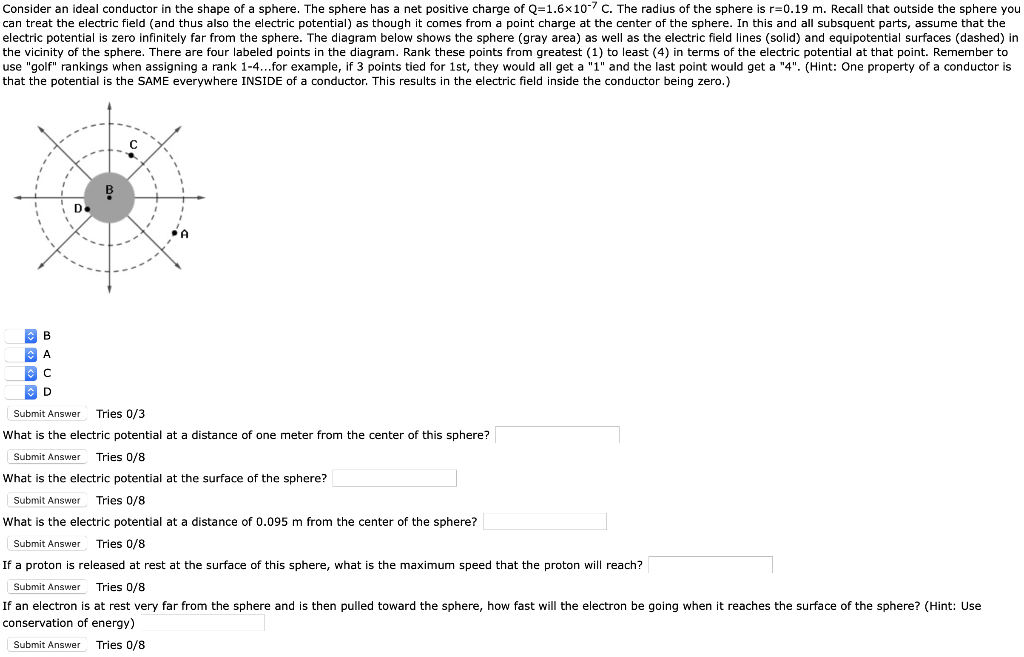 Solved Consider an ideal conductor in the shape of a sphere. | Chegg.com