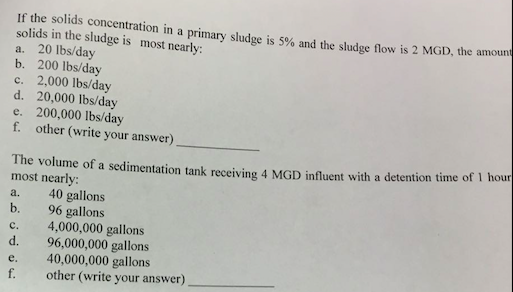 Solved If the solids concentration in a primary sludge is 5% | Chegg.com