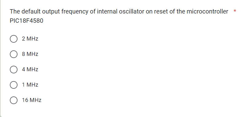 Solved The default output frequency of internal oscillator | Chegg.com