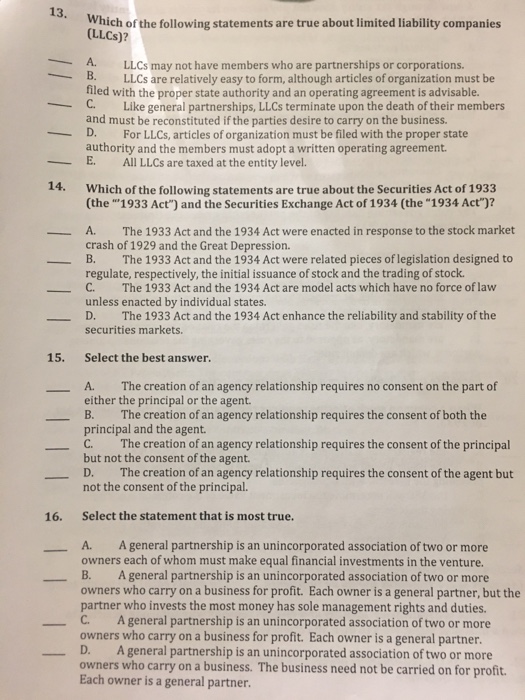 Solved Which of the following statements are true about | Chegg.com