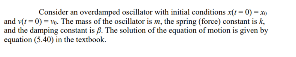 Solved Consider an overdamped oscillator with initial | Chegg.com