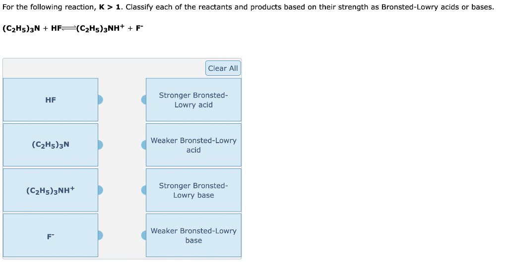 Solved For the following reaction, K