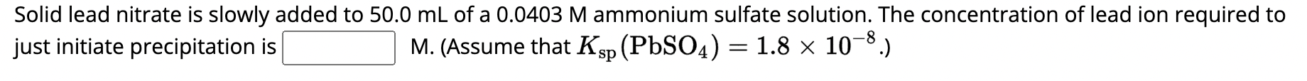 Solved Solid lead nitrate is slowly added to 50.0 mL of a | Chegg.com