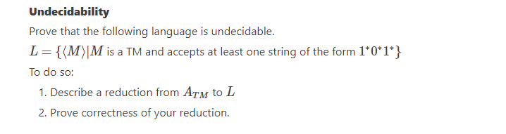 Solved Undecidability Prove that the following language is | Chegg.com