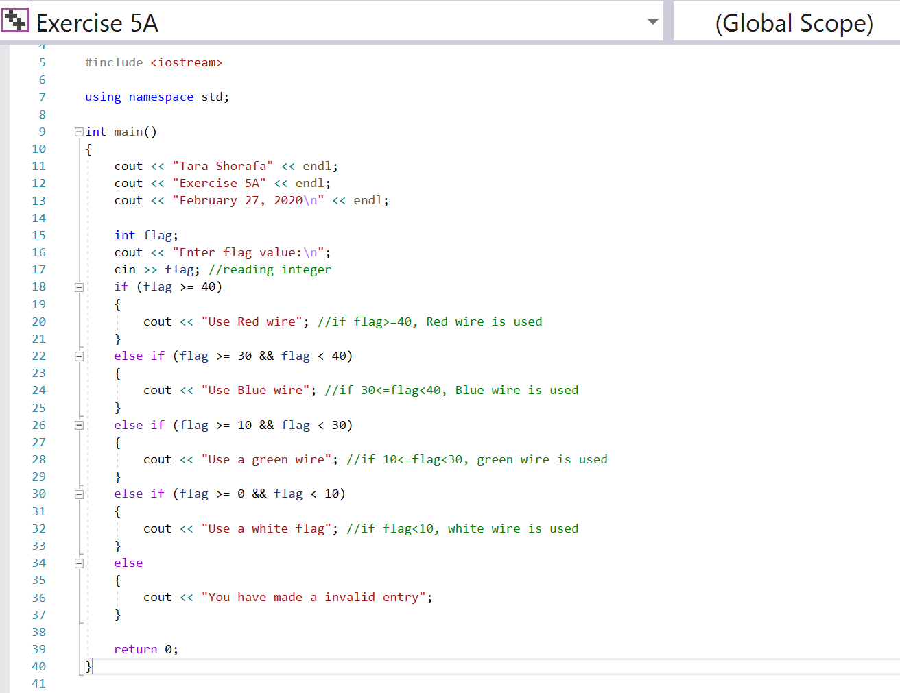 Solved EGR 126 Exercise 6A-Wires, if-else The objective of | Chegg.com