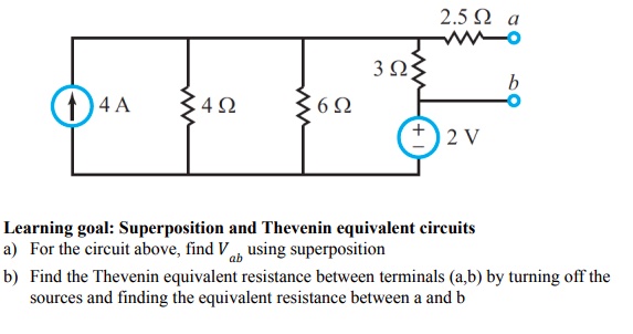 Solved Learning goal: Superposition and Thevenin equivalent | Chegg.com