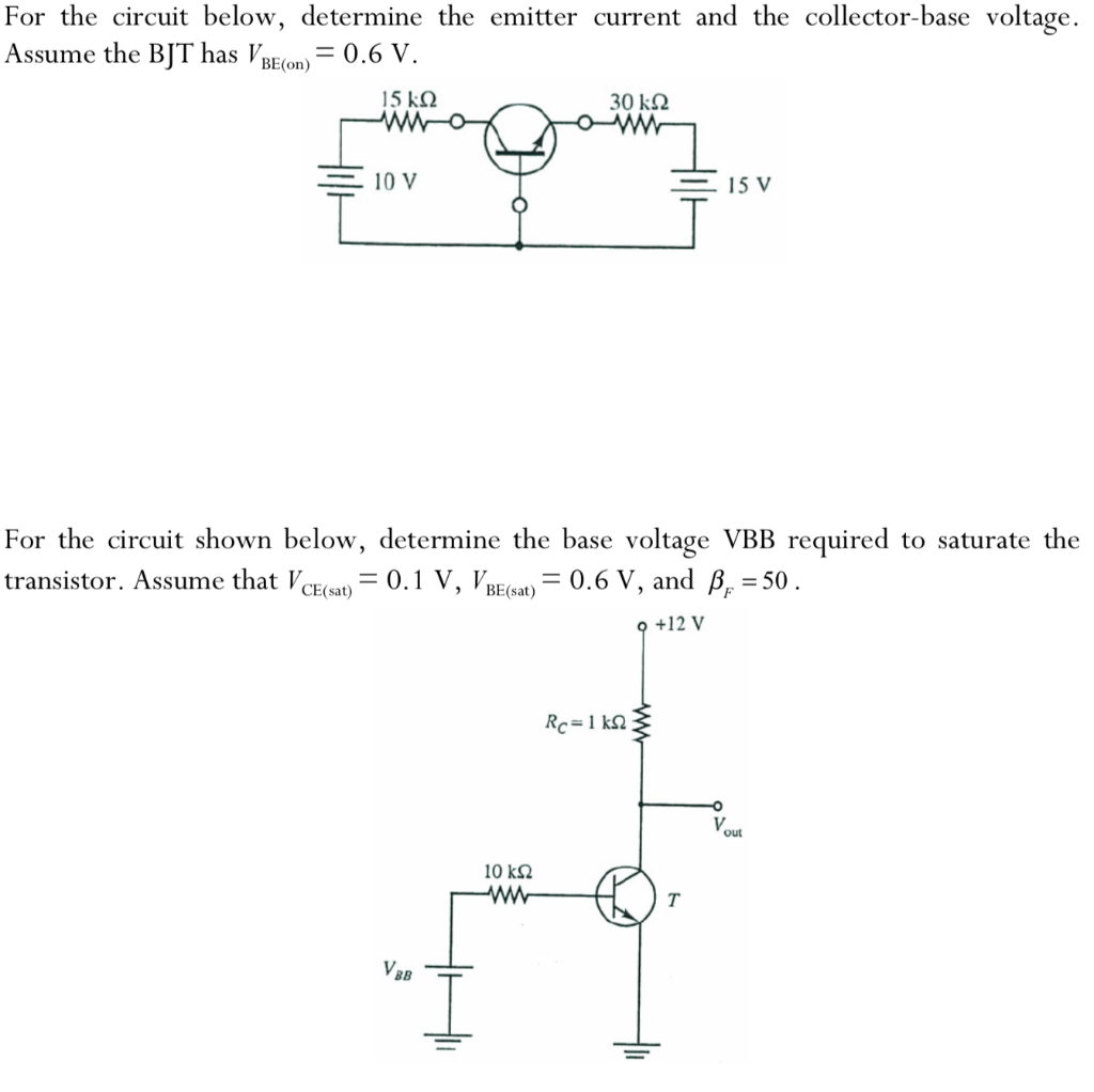 Solved For the circuit below, determine the emitter current | Chegg.com