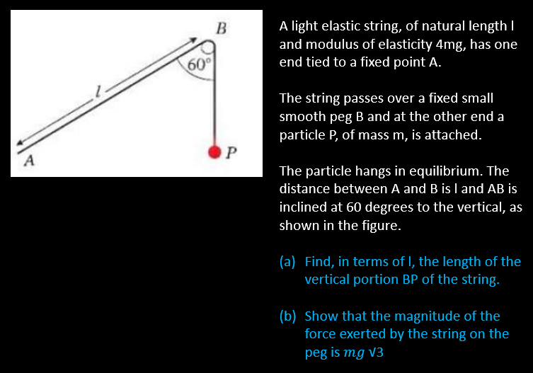 Solved B A light elastic string, of natural length | and | Chegg.com
