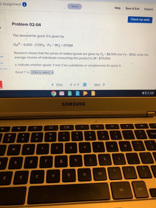 Solved Help Save & Exit Check my wo Problem 02-03 Suppose | Chegg.com
