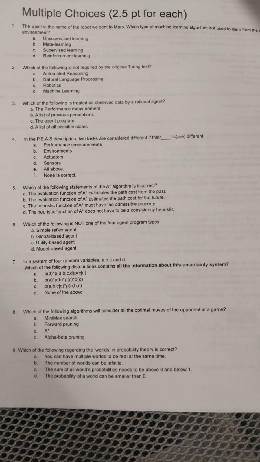 Solved Multiple Choices (2.5 pt for each) 1. The Spirit is | Chegg.com