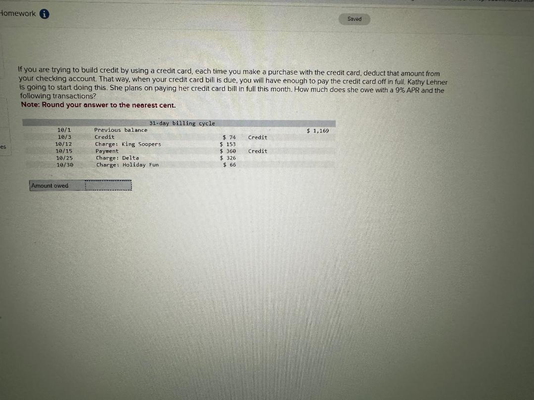 Solved If you are trying to build credit by using a credit | Chegg.com