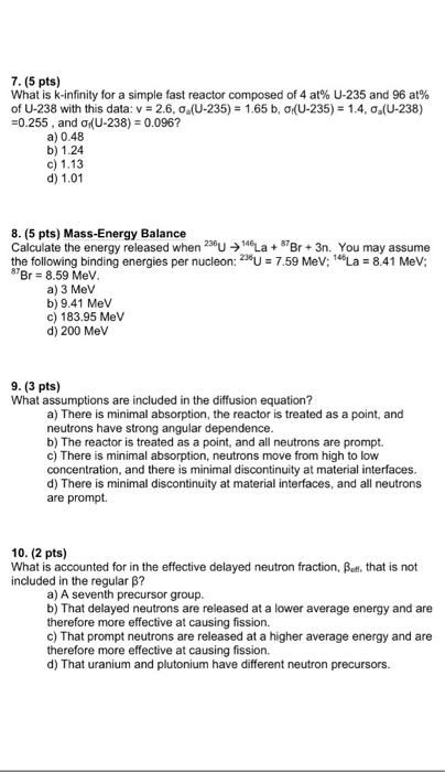 Solved 1. (15 pts) Asymptotic period, Inhour equation The | Chegg.com