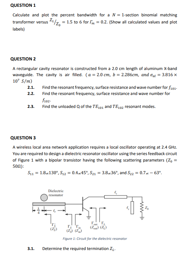 Solved QUESTION 1 Calculate and plot the percent bandwidth | Chegg.com