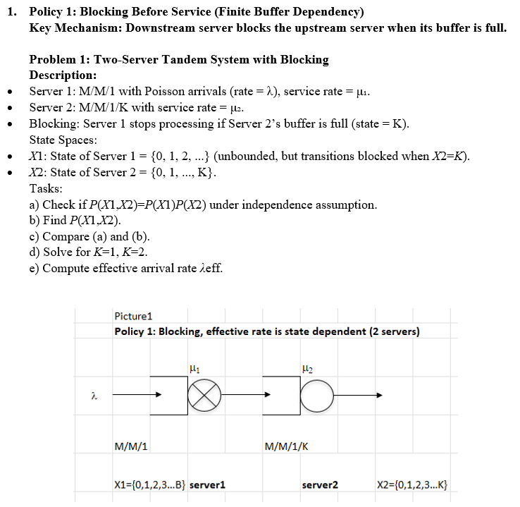 Solved Policy 1: Blocking Before Service (Finite ﻿Buffer | Chegg.com