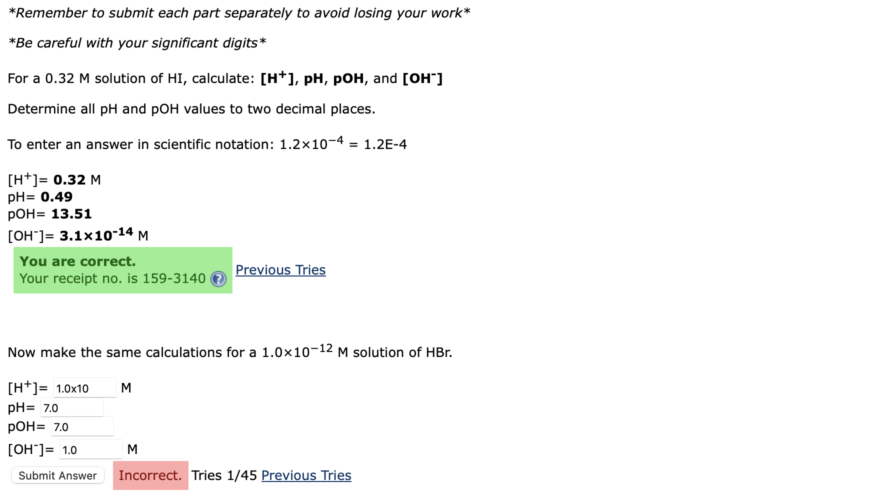 Solved *Remember to submit each part separately to avoid | Chegg.com