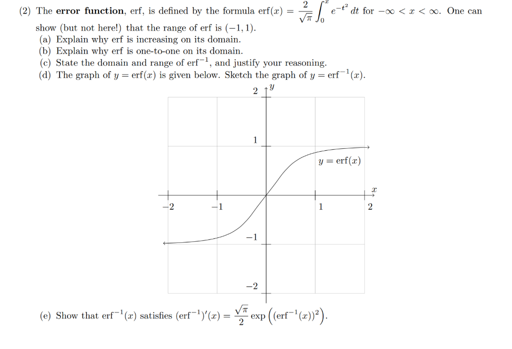 2 Edt For 0 One Can V 2 The Error Function Erf