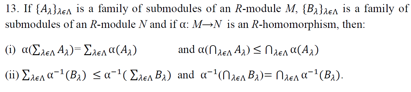 Solved 13. If {Aλ}λ∈Λ is a family of submodules of an | Chegg.com