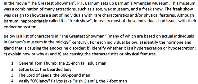 Solved In the movie "The Greatest Showman", P.T. Barnum sets | Chegg.com