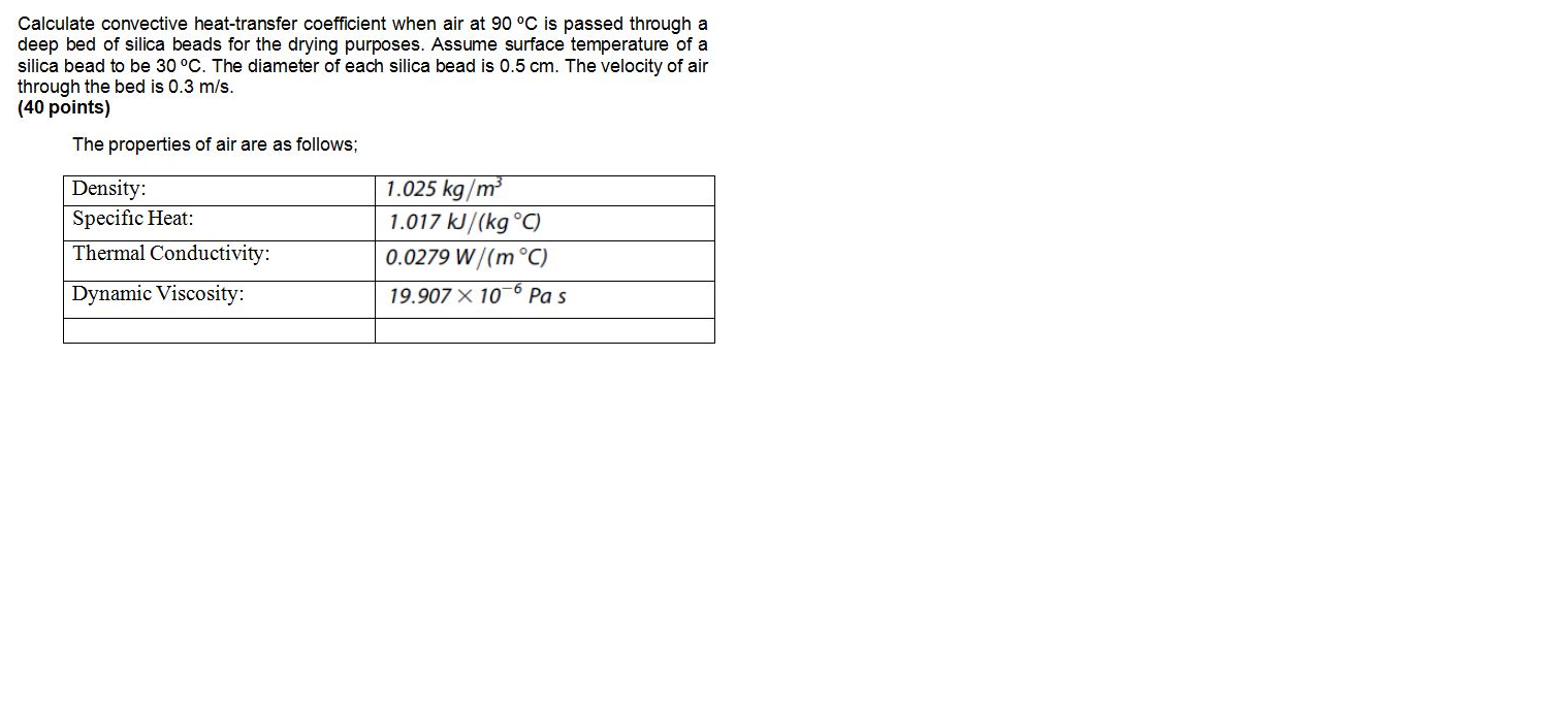 Solved Calculate convective heat-transfer coefficient when | Chegg.com