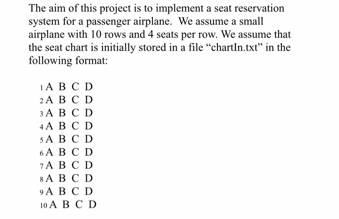 Solved The aim of this project is to implement a seat | Chegg.com