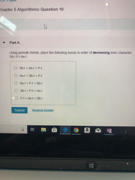 Solved hapter 5 Algorithmic Question 10 Part A Using | Chegg.com