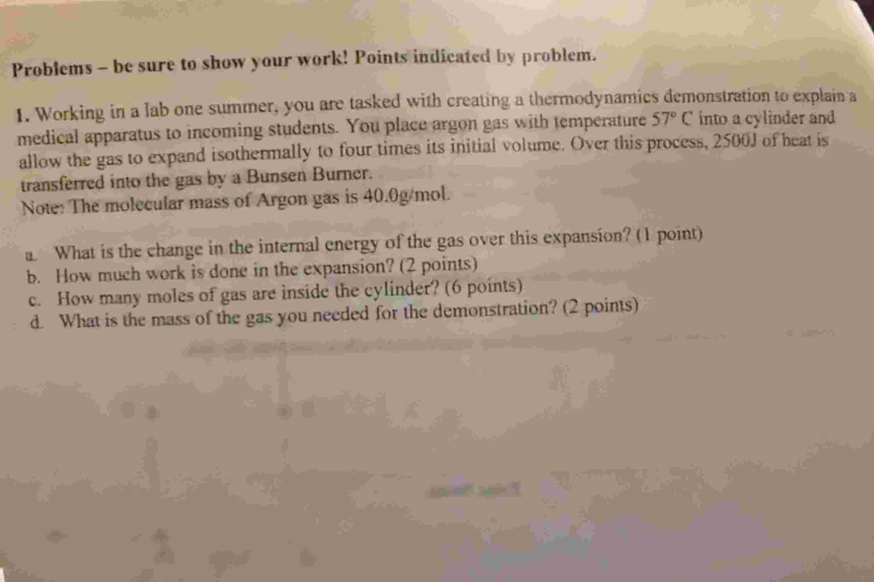 Solved Problems - ﻿be sure to show your work! Points | Chegg.com