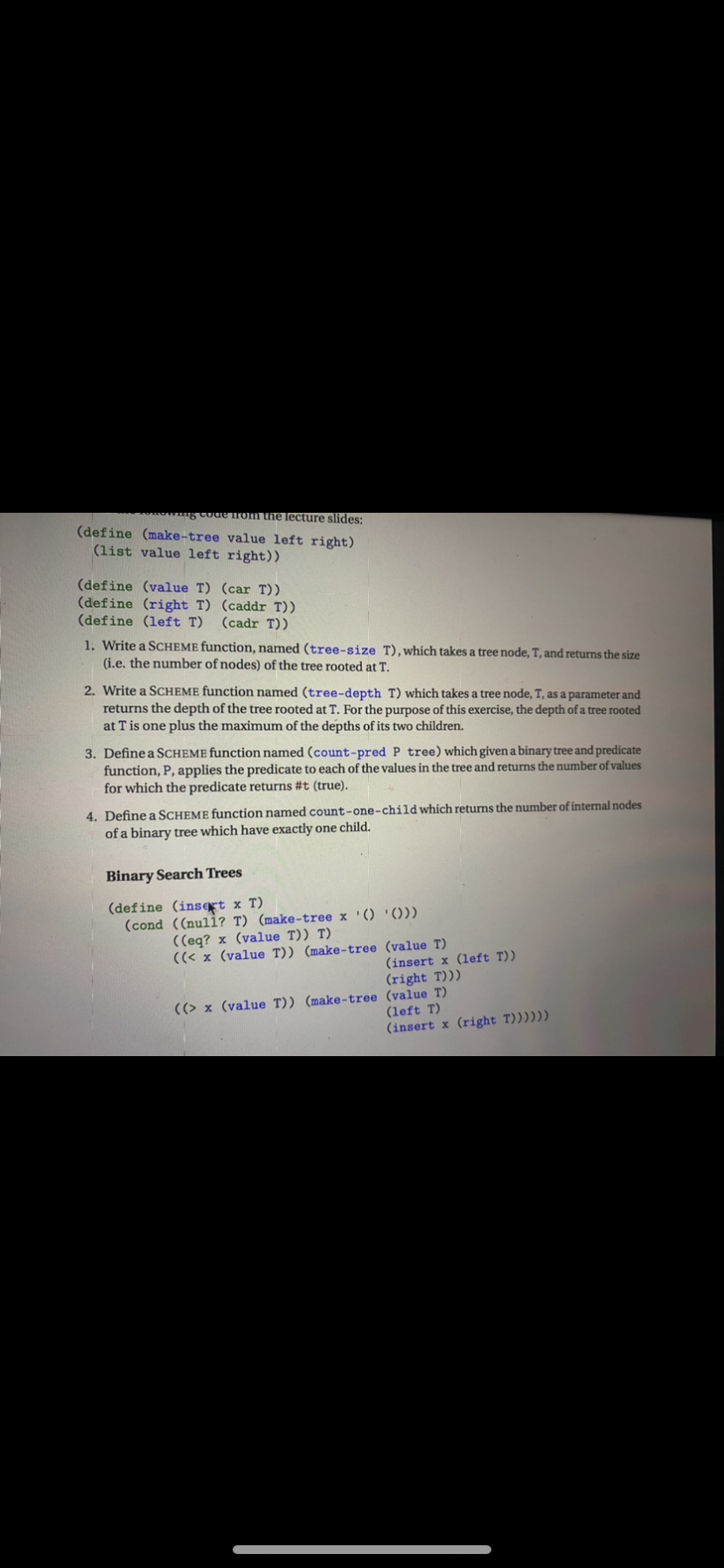 wg Cue nom ne lecture slides: (define (make-tree | Chegg.com