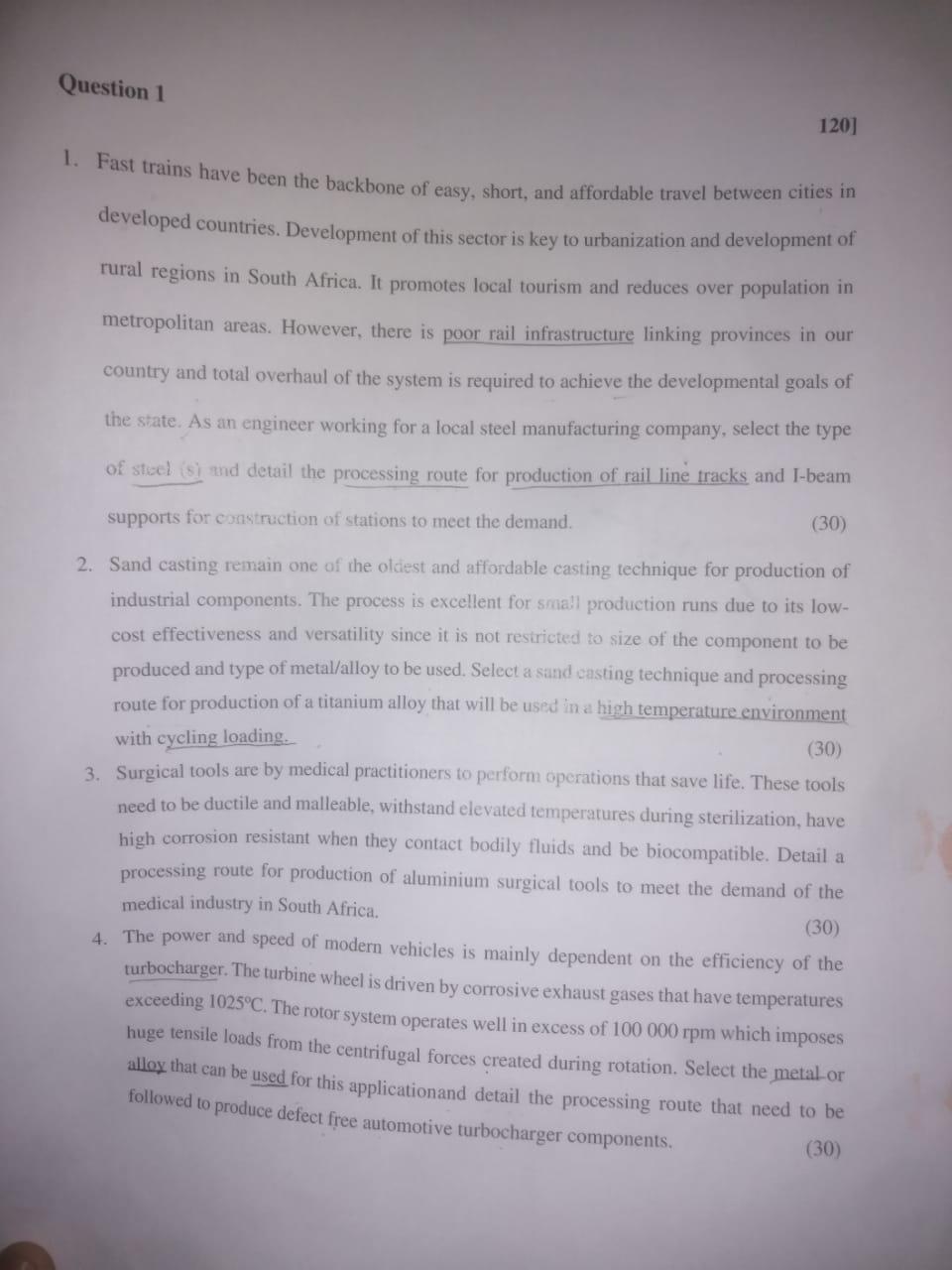 Solved 120] 1. Fast trains have been the backbone of easy, | Chegg.com