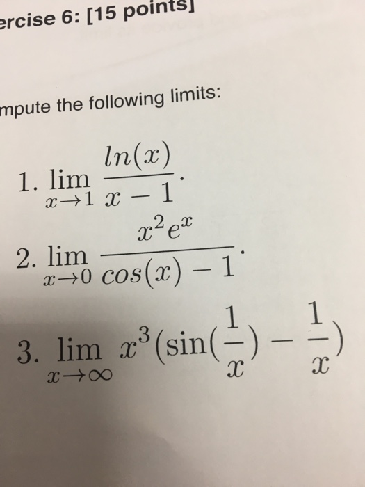 Solved Compute the following limits: lim_x rightarrow 1 | Chegg.com