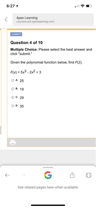 Solved 6:27 Apex Learning courses-prd.apexlearning.com | Chegg.com