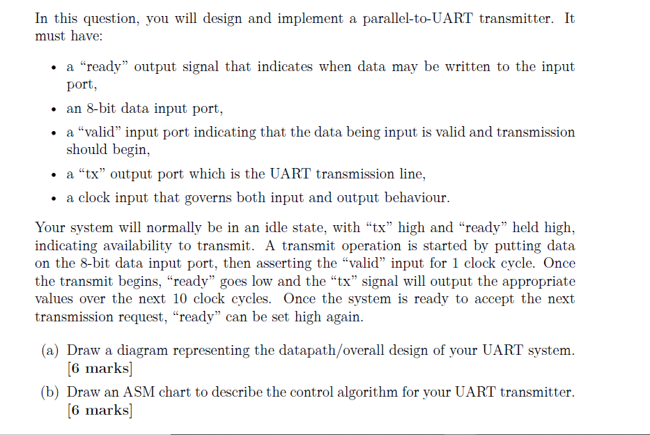 6 Mini-Design Question [12] A standard protocol for | Chegg.com