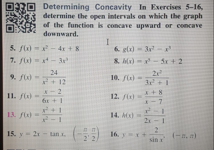 Solved Determining Concavity In Exercises 5-16, determine | Chegg.com