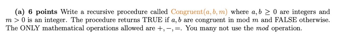 Solved (a) 6 points Write a recursive procedure called | Chegg.com
