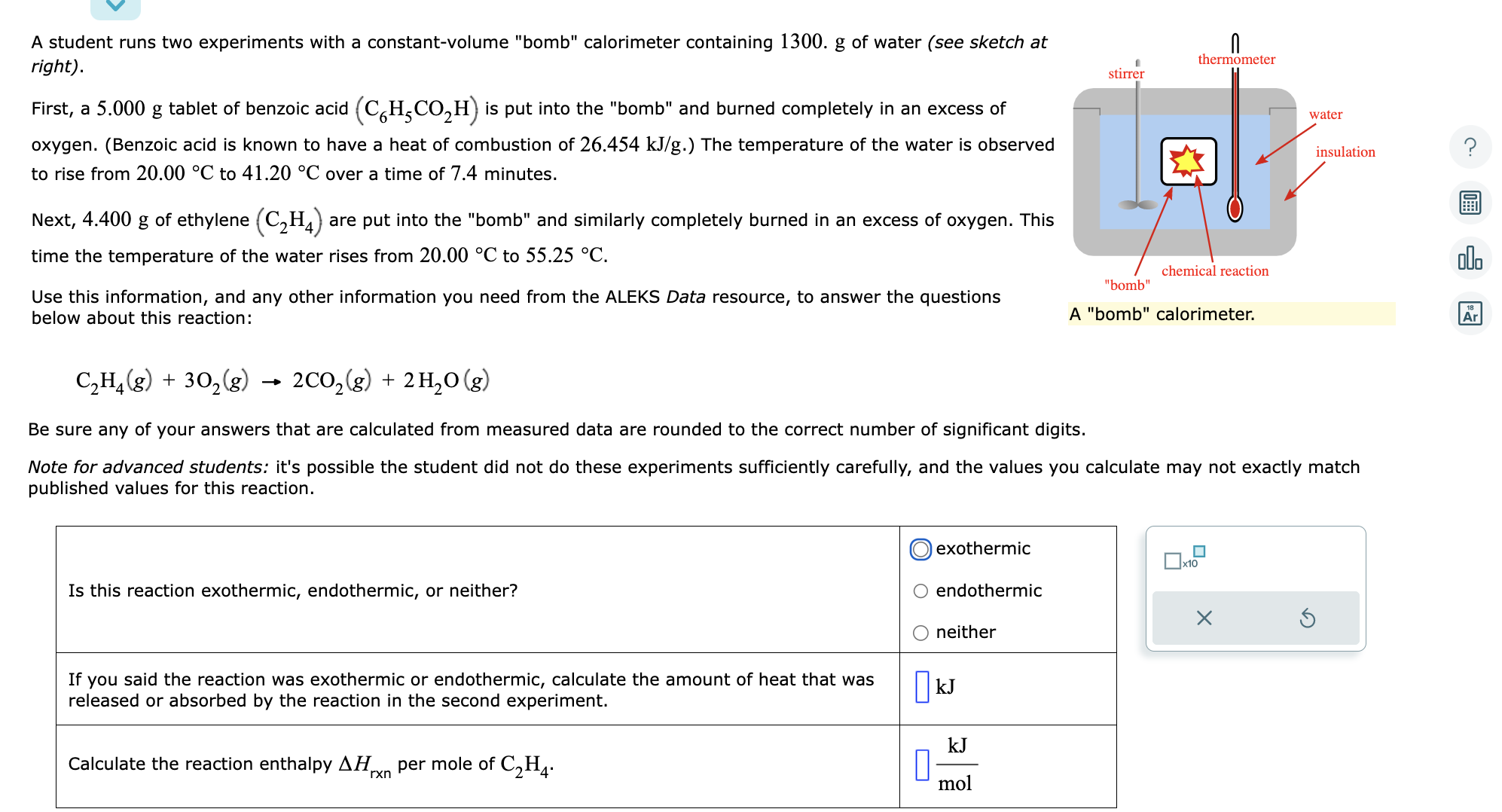 Solved A student runs two experiments with a constant-volume | Chegg.com