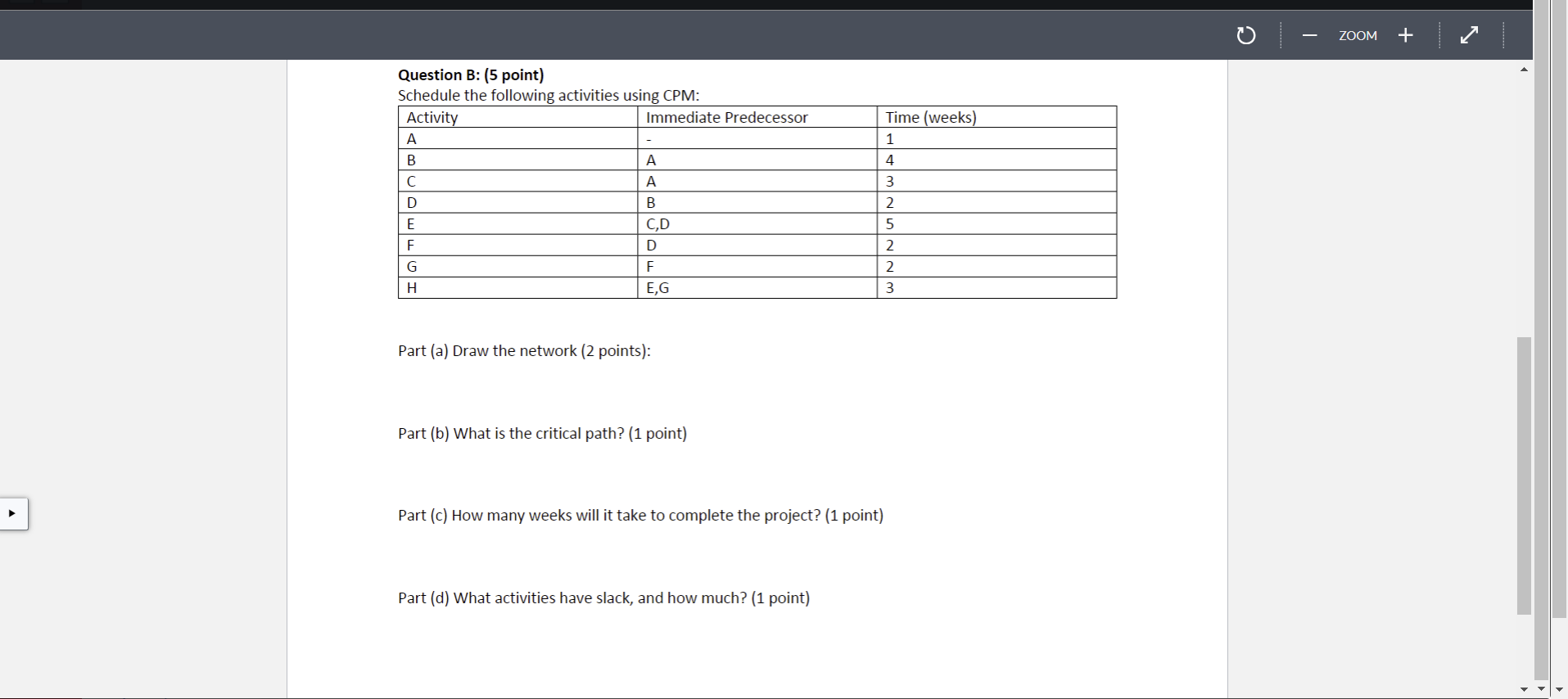 Solved Question B: (5 point) Srhedule the following | Chegg.com