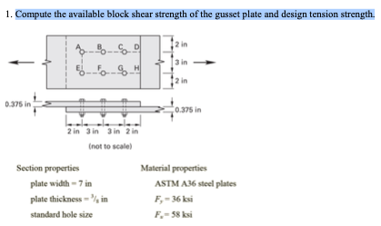 Solved Compute the available block shear strength of the | Chegg.com