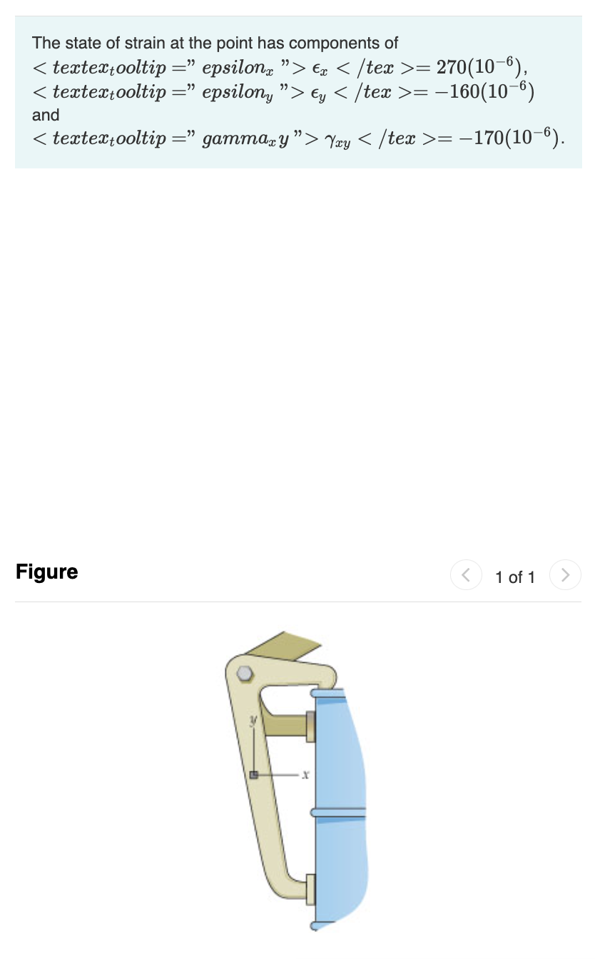 Solved The state of strain at the point has components of