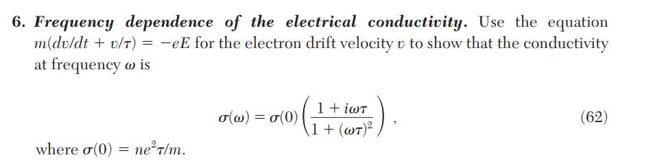 Solved Frequency dependence of the electrical conductivity. | Chegg.com